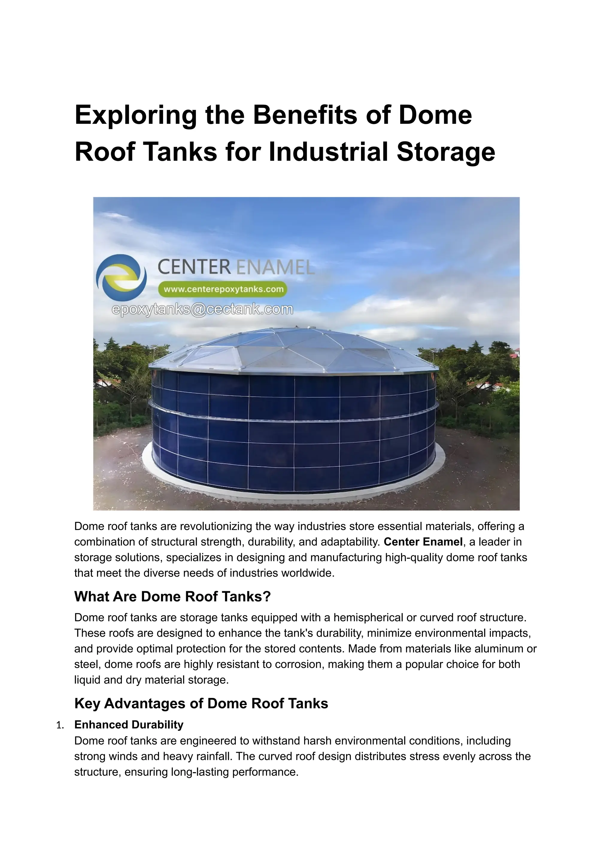 Exploring the Benefits of Dome Roof Tanks for Industrial Storage.docx