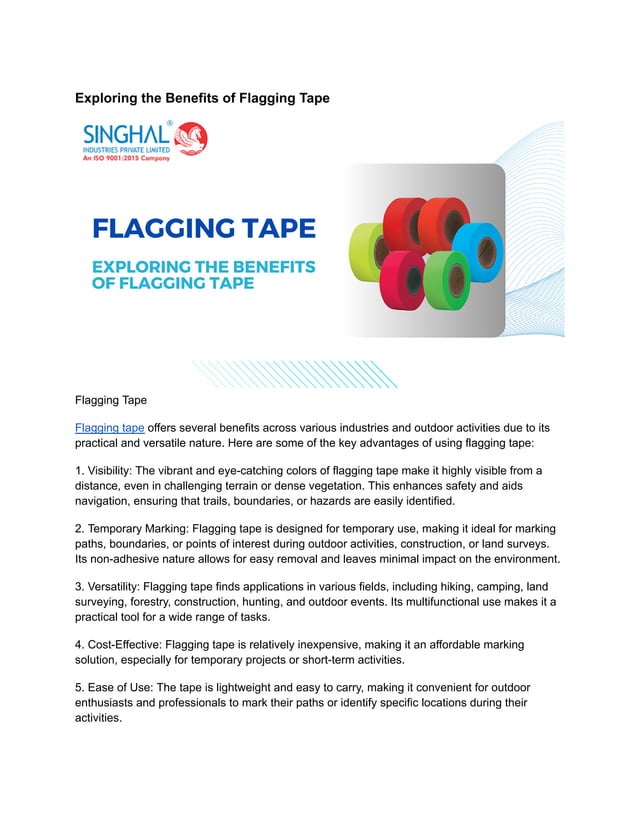 Exploring the Benefits of Flagging Tape | PDF