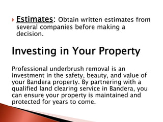 Exploring the Benefits of Professional Underbrush Removal in Bandera ...