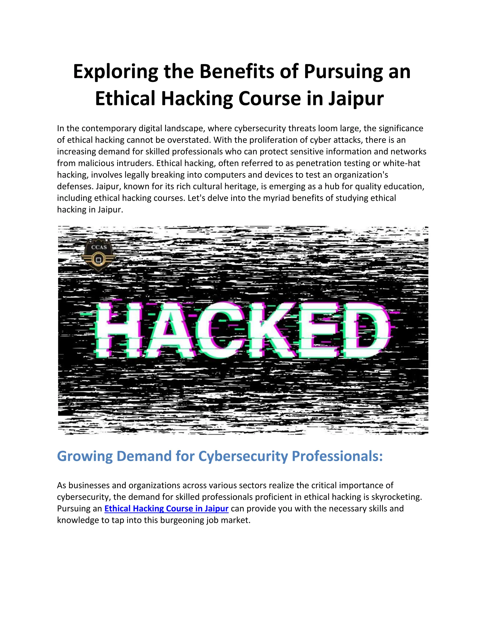 Exploring the Benefits of Pursuing an Ethical Hacking Course in Jaipur .pdf