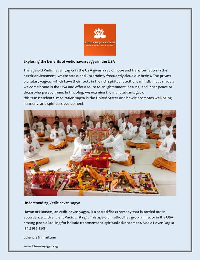 Exploring the benefits of vedic havan yagya in the USA | PDF
