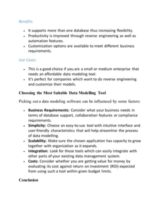 Exploring the Best Data Modeling Tools for Your Business | PDF