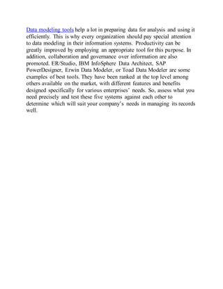 Exploring the Best Data Modeling Tools for Your Business | PDF