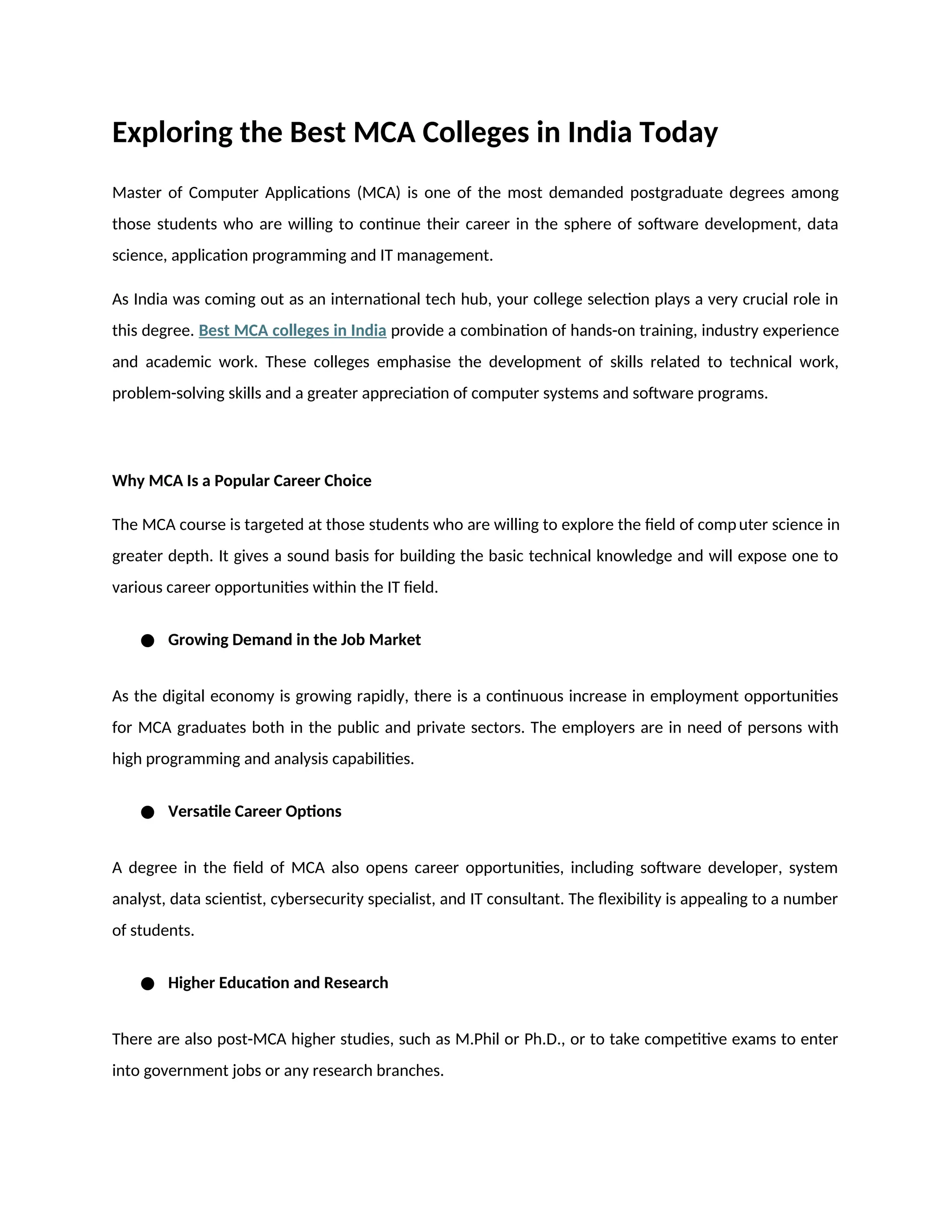 Exploring the Best MCA Colleges in India Today.docx