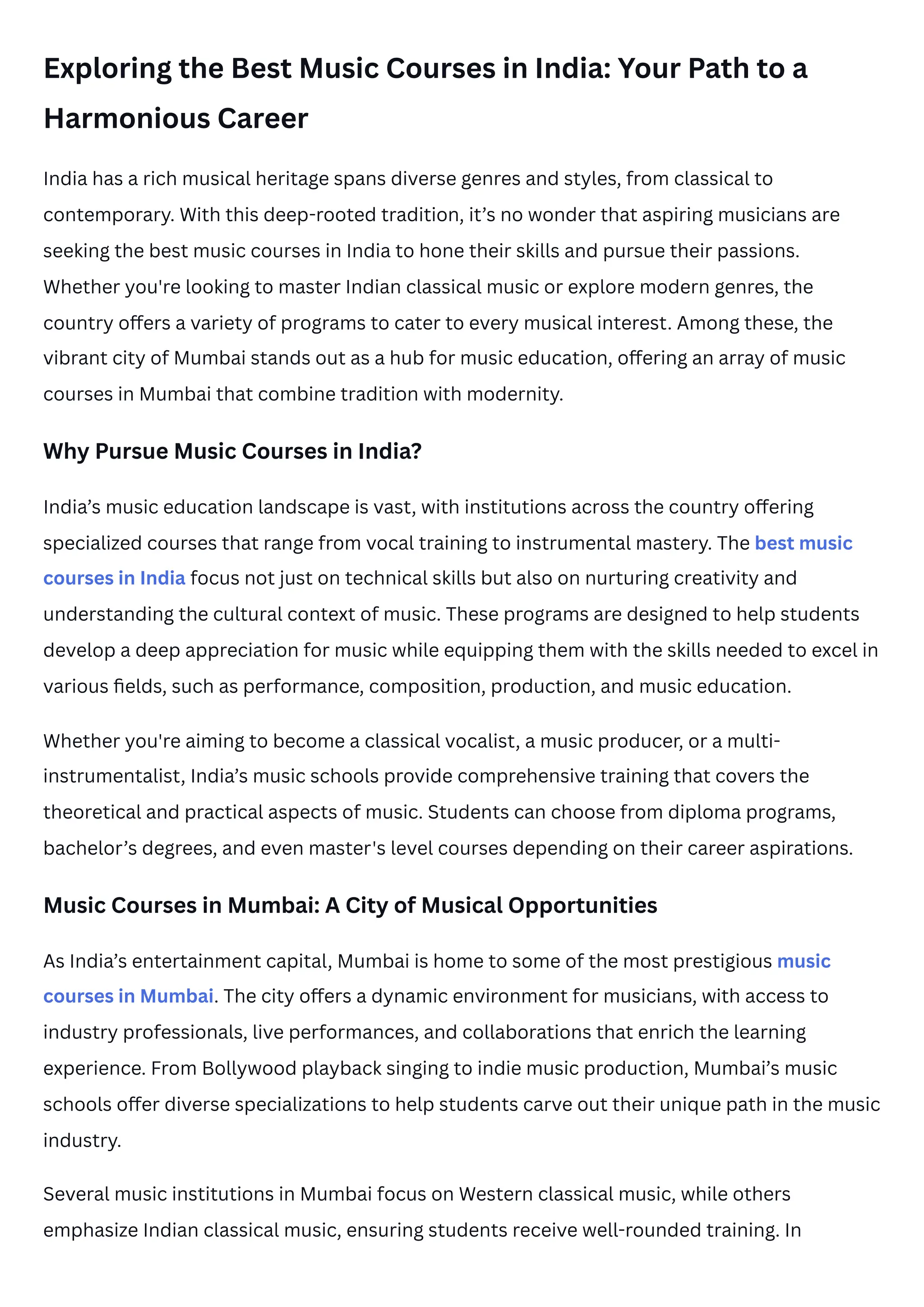 Exploring the Best Music Courses in India Your Path to a Harmonious ...