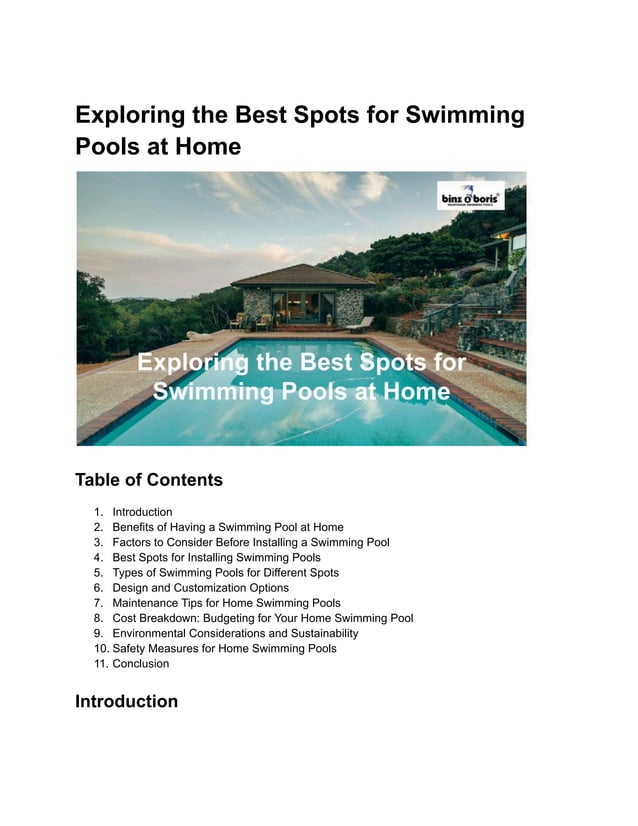 Exploring the Best Spots for Swimming Pools at Home.pdf