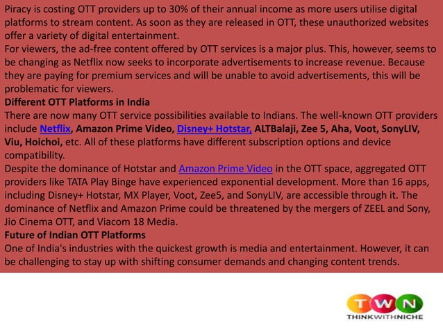 Exploring The Booming OTT Industry In India - Challenges And Opportunities | PPTX | Home ...