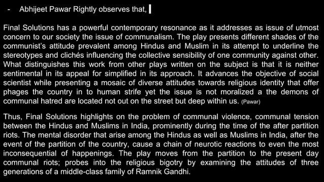 Exploring the Central Theme of Communal Riots in 'Final Solutions'.pptx