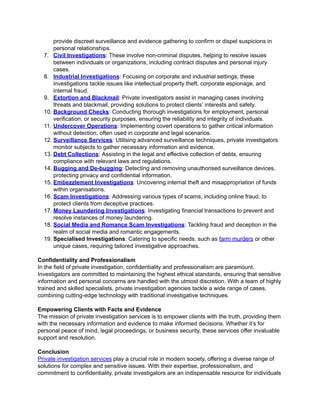 Exploring the Comprehensive World of Private Investigation Services | PDF