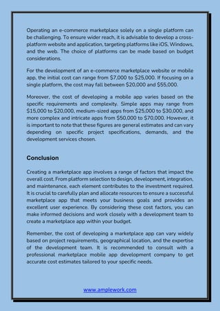 Exploring the Cost Factors of Creating a Marketplace App | PDF