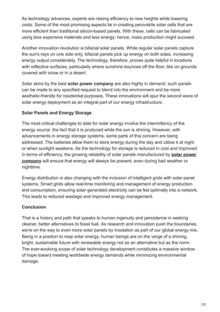 Exploring the Cutting-EDGE of Solar Panel Technology | PDF