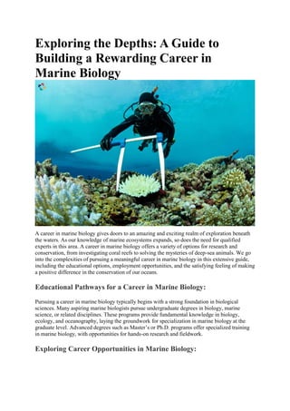 Career in Marine Biology: Educational Options, Employment Opportunities ...