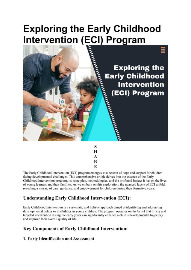 What Is the Early Childhood Intervention (ECI) Program? | Future Education Magazine | PDF