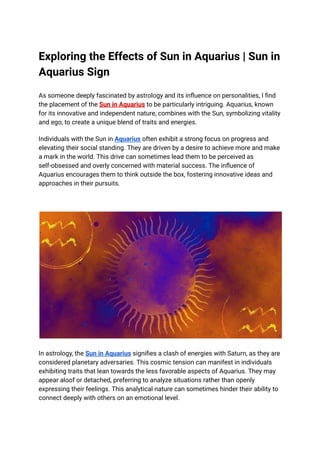 Exploring the Effects of Sun in Aquarius: Sun in Aquarius Sign | PDF