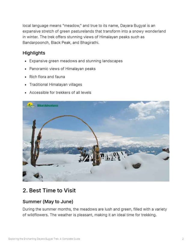 Exploring the Enchanting Dayara Bugyal Trek: A Complete Guide | PDF