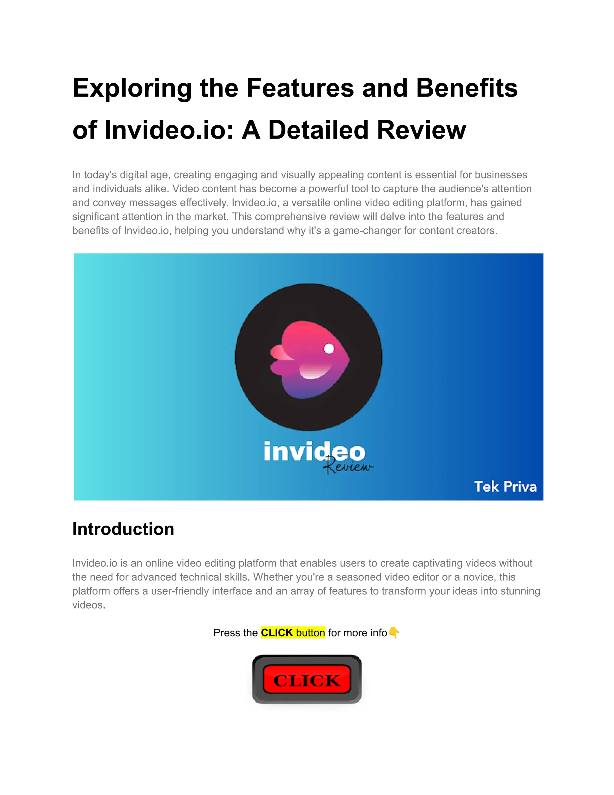Exploring the Features and Benefits of Invideo.io: A Detailed Review ...
