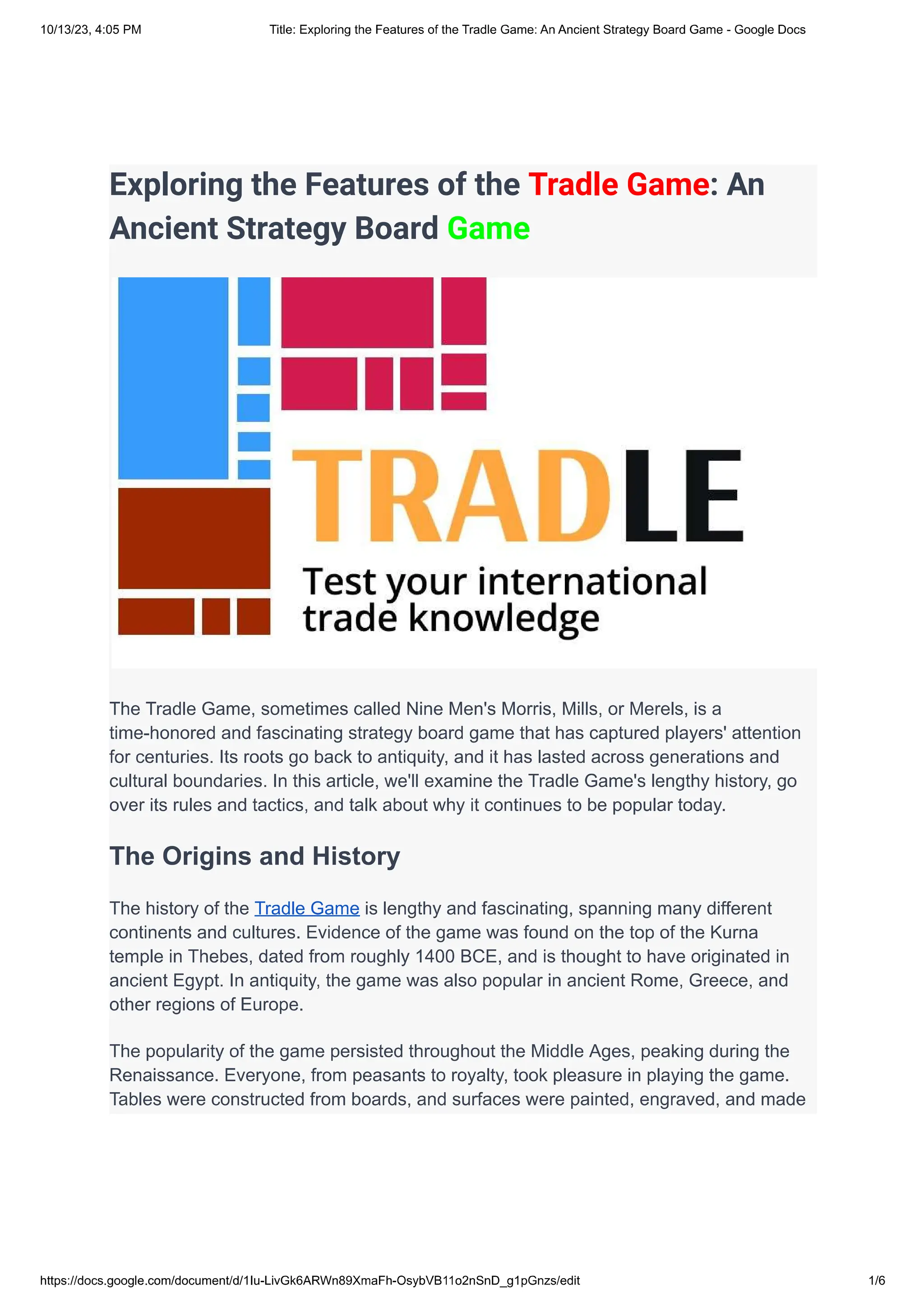 Exploring the Features of the Tradle Game-An Ancient Strategy Board ...