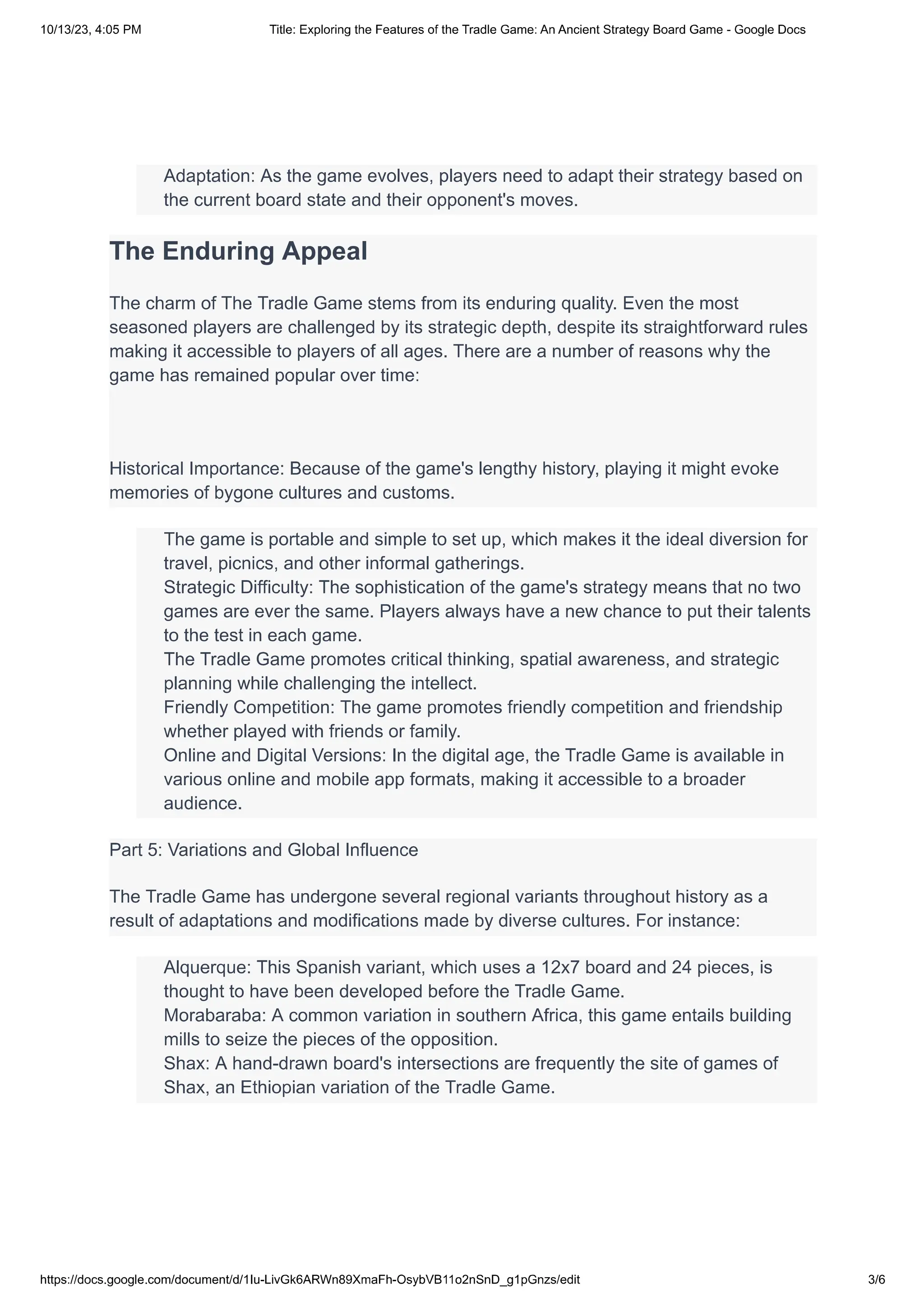 Exploring the Features of the Tradle Game-An Ancient Strategy Board ...