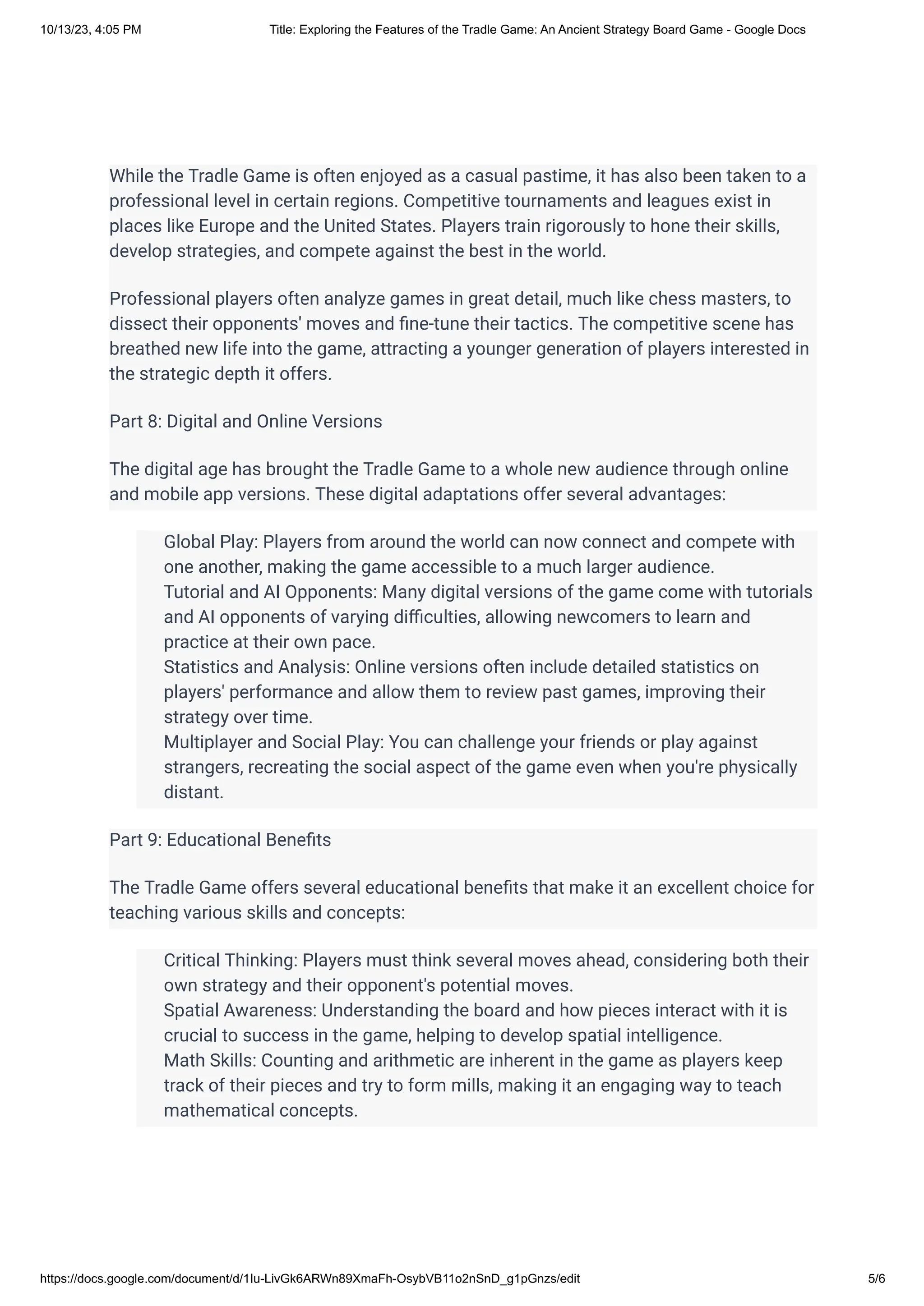 Exploring the Features of the Tradle Game-An Ancient Strategy Board ...