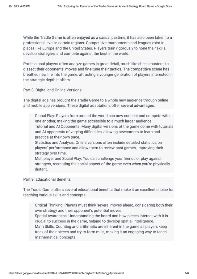 Exploring the Features of the Tradle Game-An Ancient Strategy Board ...