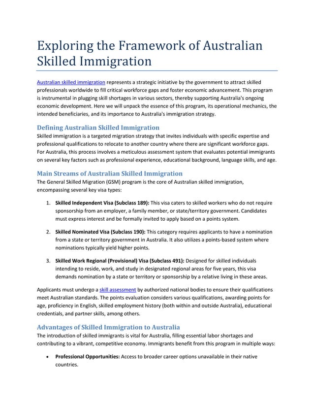 Exploring the Framework of Australian Skilled Immigration.docx
