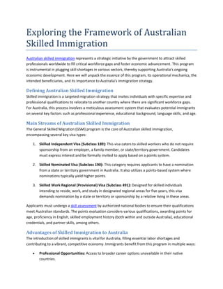 Exploring the Framework of Australian Skilled Immigration.docx