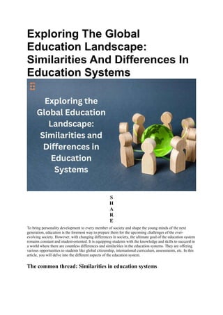 Education Systems At Global Education Landscape: Top 9 Similarities And ...