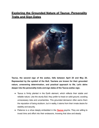 Exploring the Grounded Nature of Taurus_ Personality Traits and Sign ...