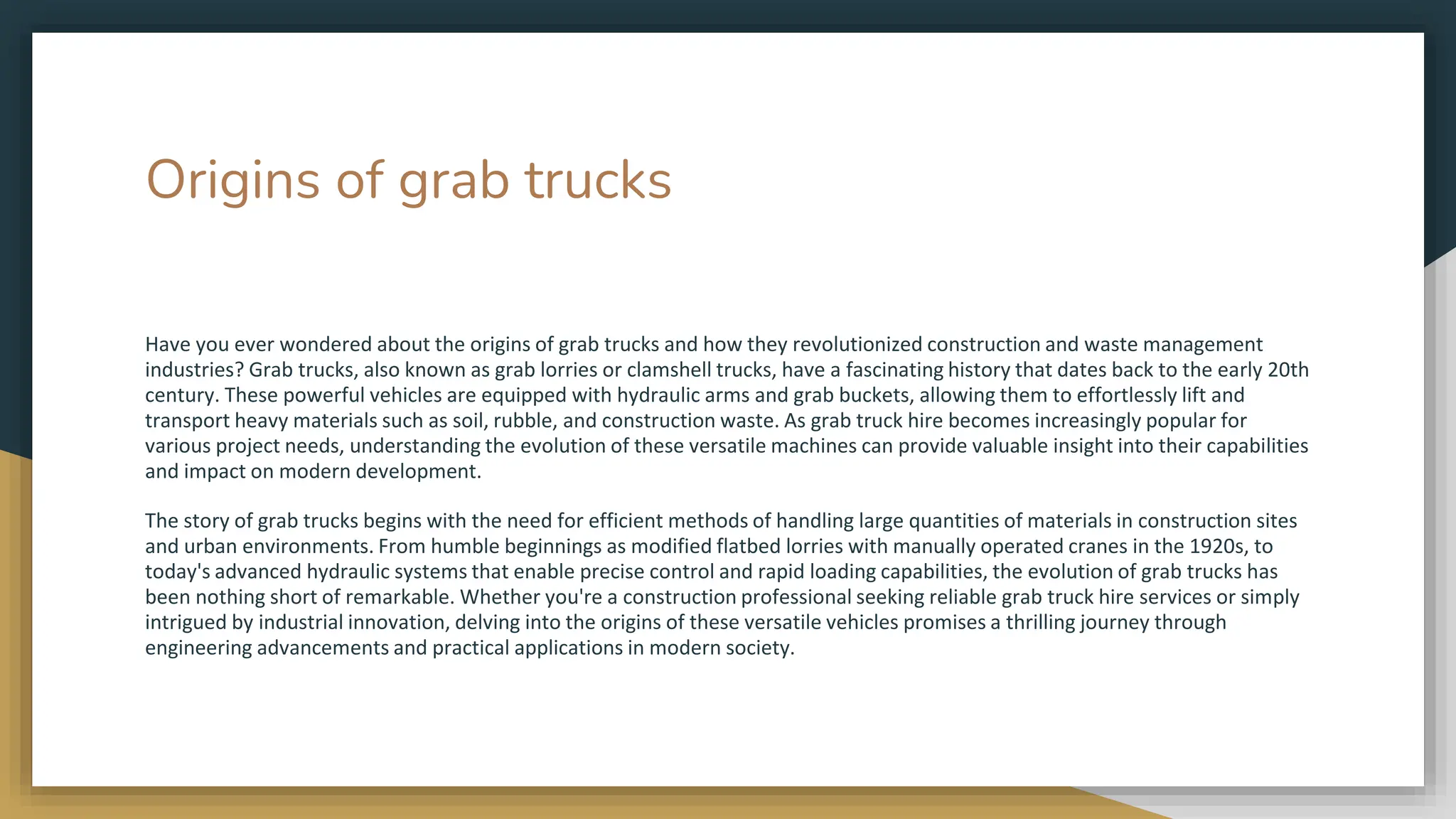 Exploring the History and Impact of Grab Trucks on Modern Culture.pptx ...