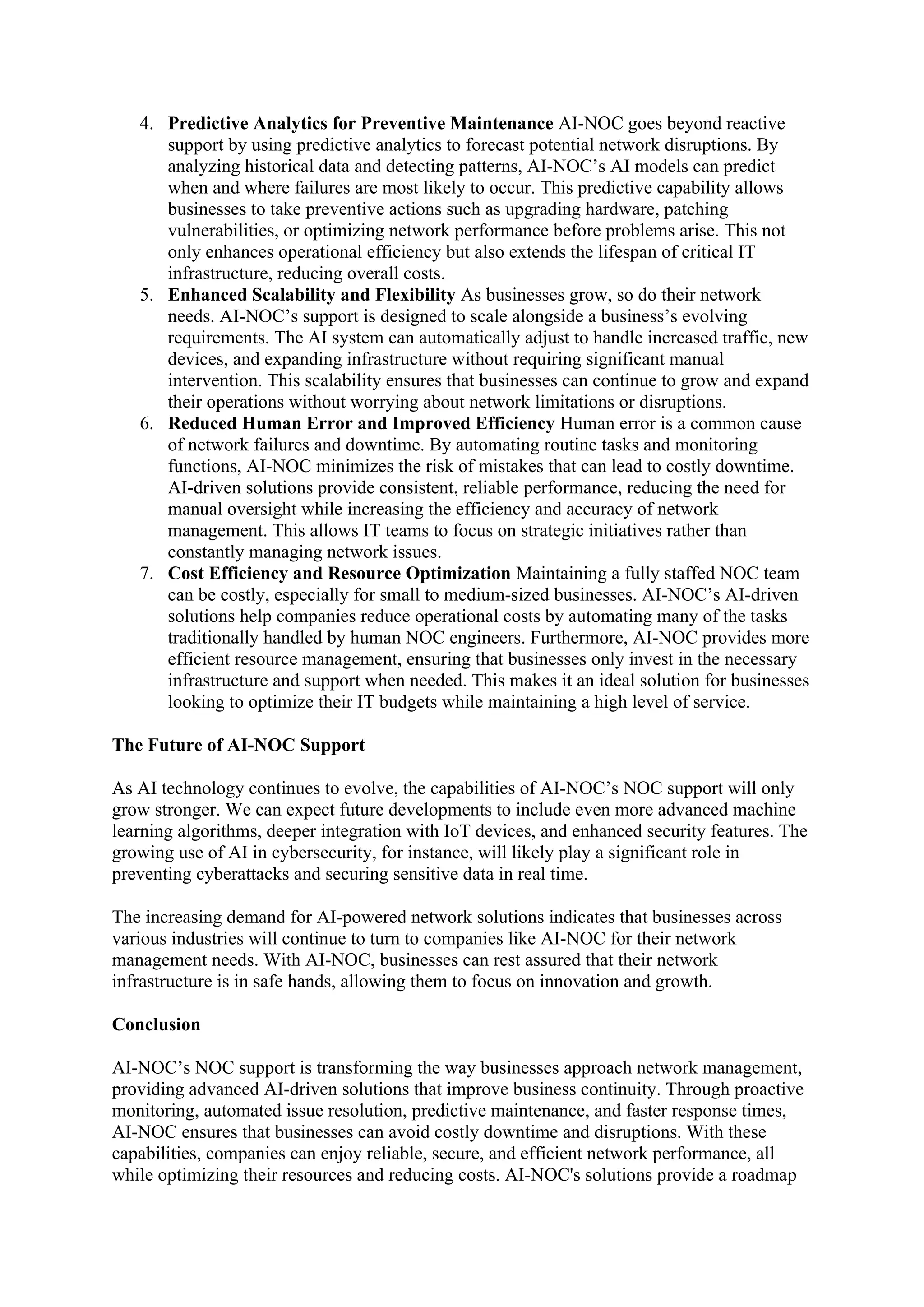 Exploring the Impact of AI-NOC'S NOC Support on Business Continuity | DOCX
