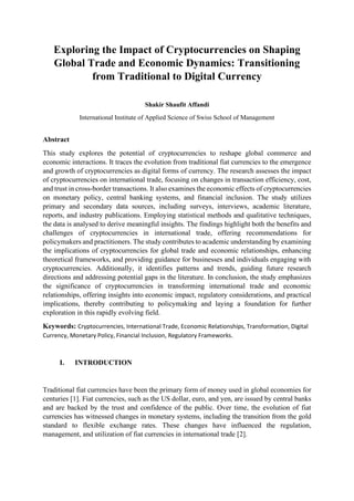 Exploring the Impact of Cryptocurrencies on Shaping Global Trade and ...