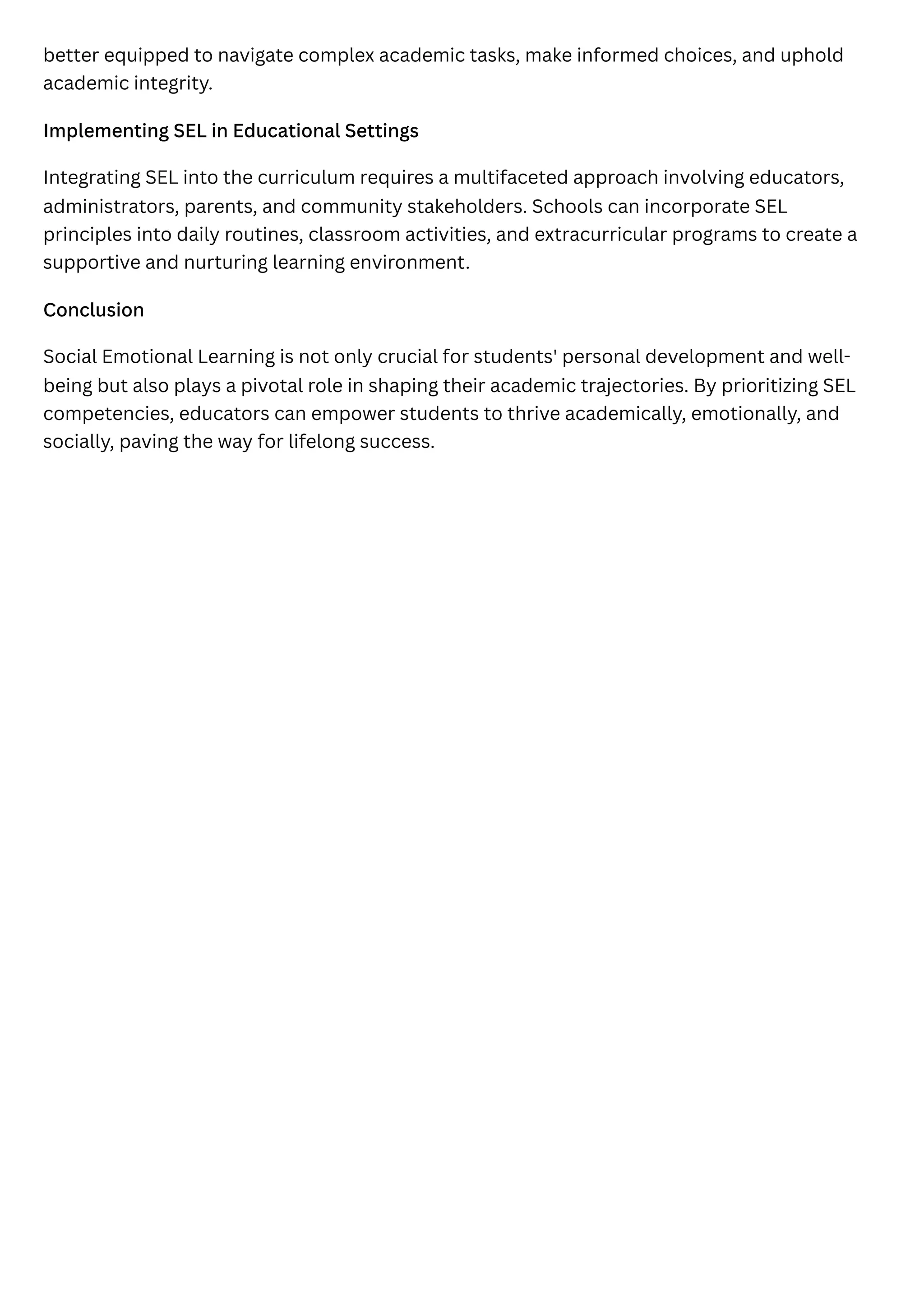 Exploring the Impact of Social Emotional Learning (SEL) on Academic ...