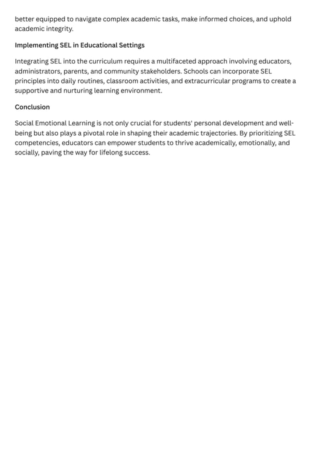 Exploring the Impact of Social Emotional Learning (SEL) on Academic ...