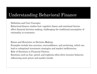 Exploring the Intersection of Behavioral Finance and Virtual Reality | PDF
