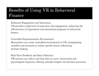 Exploring the Intersection of Behavioral Finance and Virtual Reality | PDF