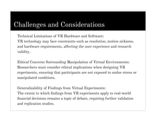 Exploring the Intersection of Behavioral Finance and Virtual Reality | PDF