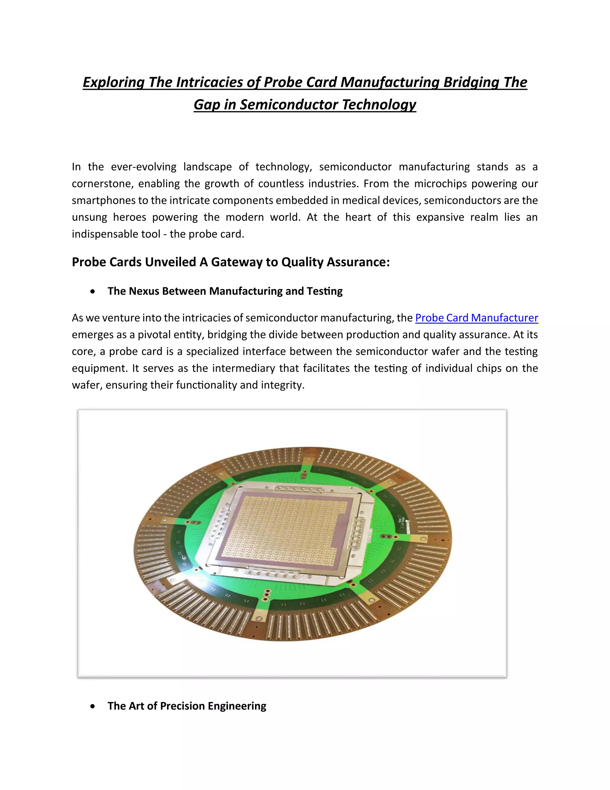 Exploring The Intricacies of Probe Card Manufacturing Bridging The Gap ...