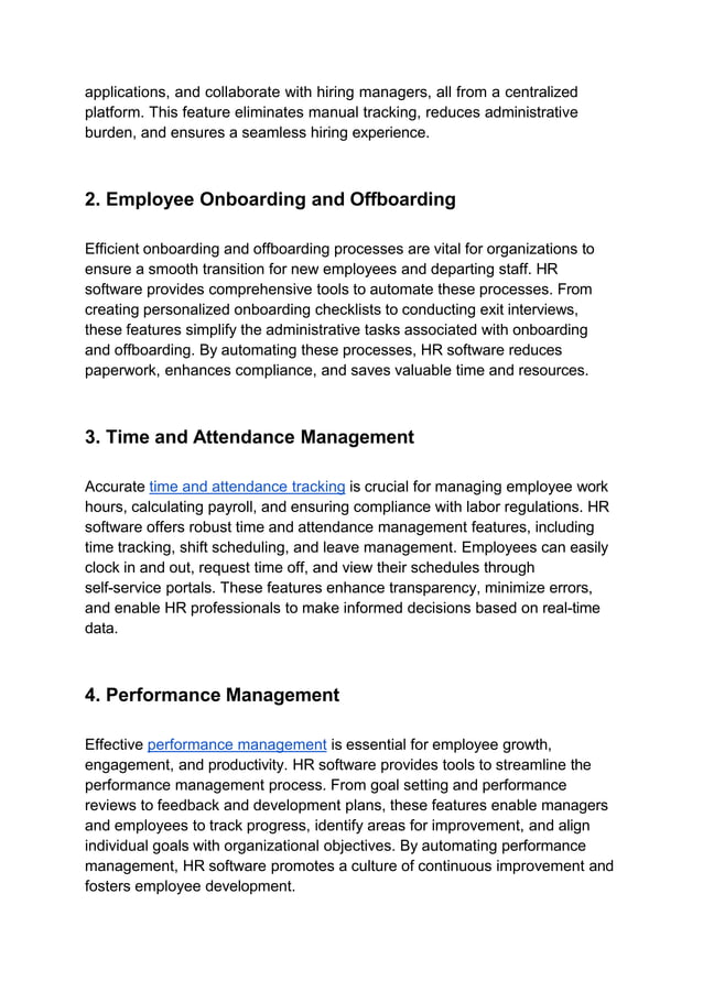 Exploring the Key Features of HR Software | PDF
