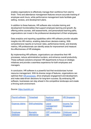 Exploring the Key Features of HR Software | PPTX | Resume Writing and ...