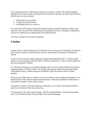 Exploring The Languages of Spain | PDF