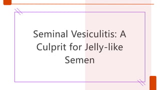 Exploring the Link- Seminal Vesiculitis and Its Role in Jelly-like ...