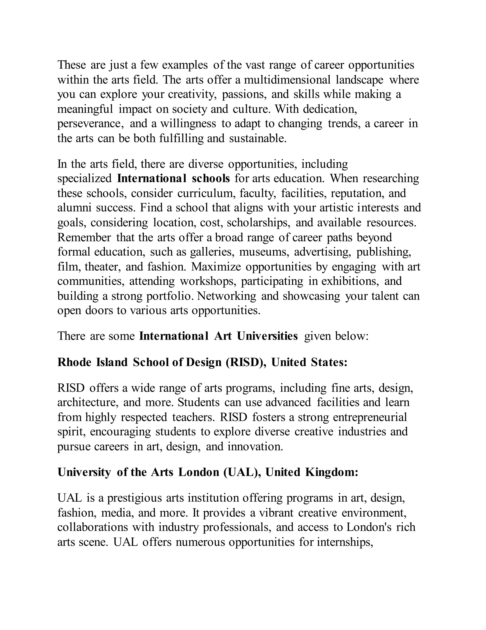 Exploring the Path: A Promising Career in the Arts Field | PDF