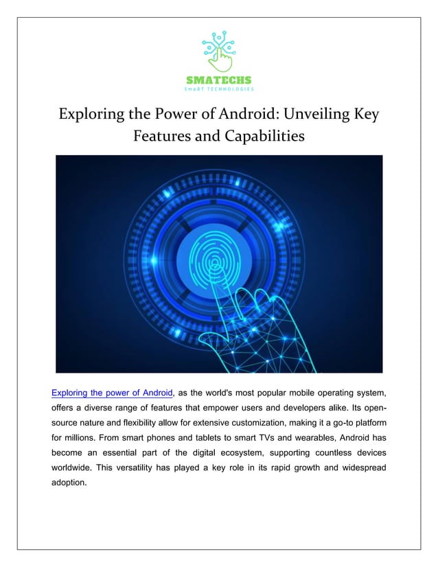 Exploring the Power of Android: Unveiling Key Features and Capabilities | PDF