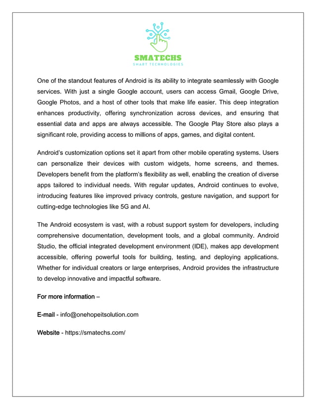 Exploring the Power of Android: Unveiling Key Features and Capabilities | PDF