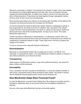 Harnessing Blockchain to Combat Financial Fraud through Distributed ...