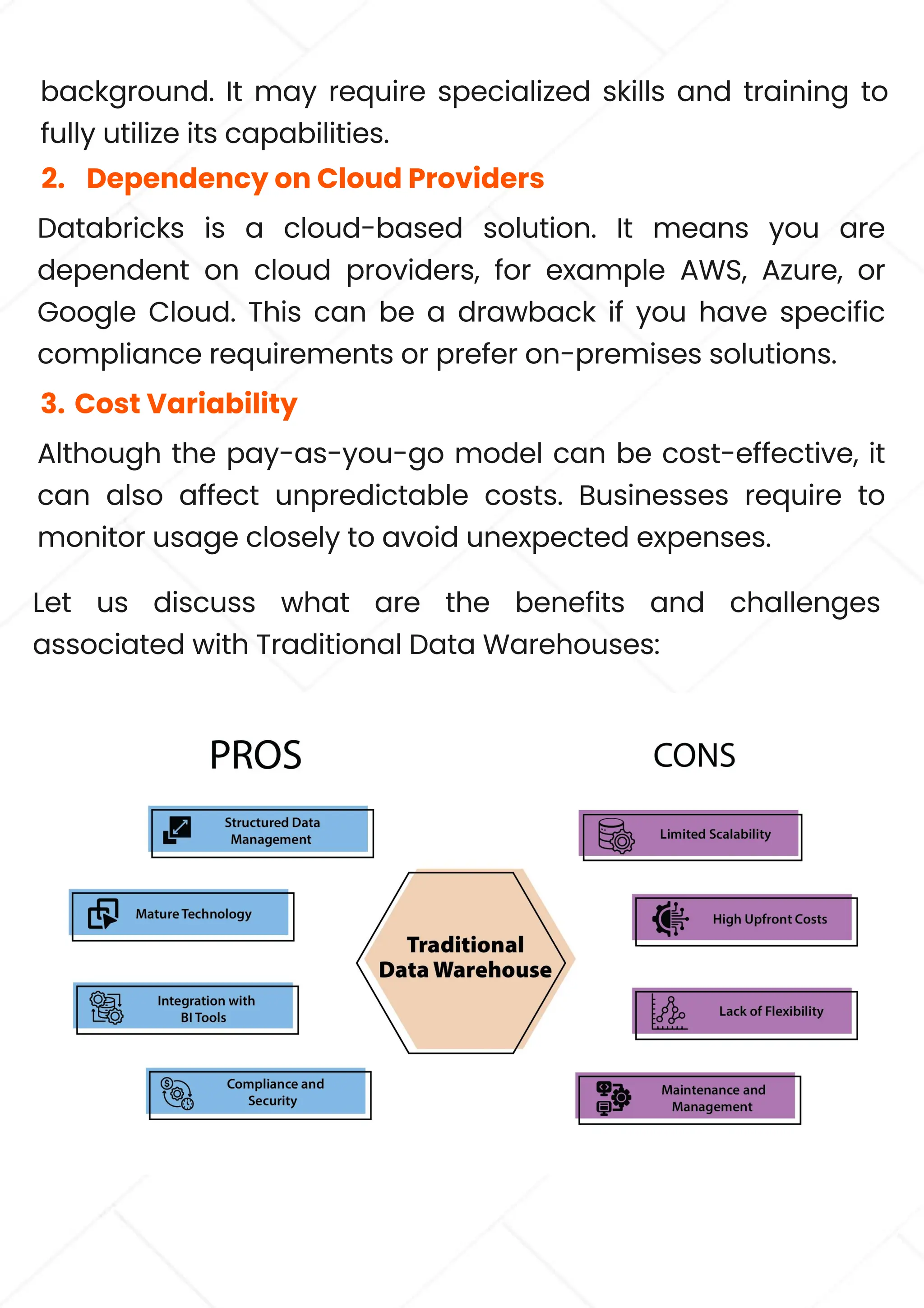 Exploring the Pros and Cons Databrick vs Traditional Data Warehouses | PDF