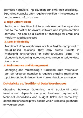 Exploring the Pros and Cons Databrick vs Traditional Data Warehouses | PDF