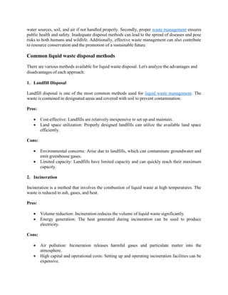 Exploring the Pros and Cons of Common Liquid Waste Disposal Methods | PDF