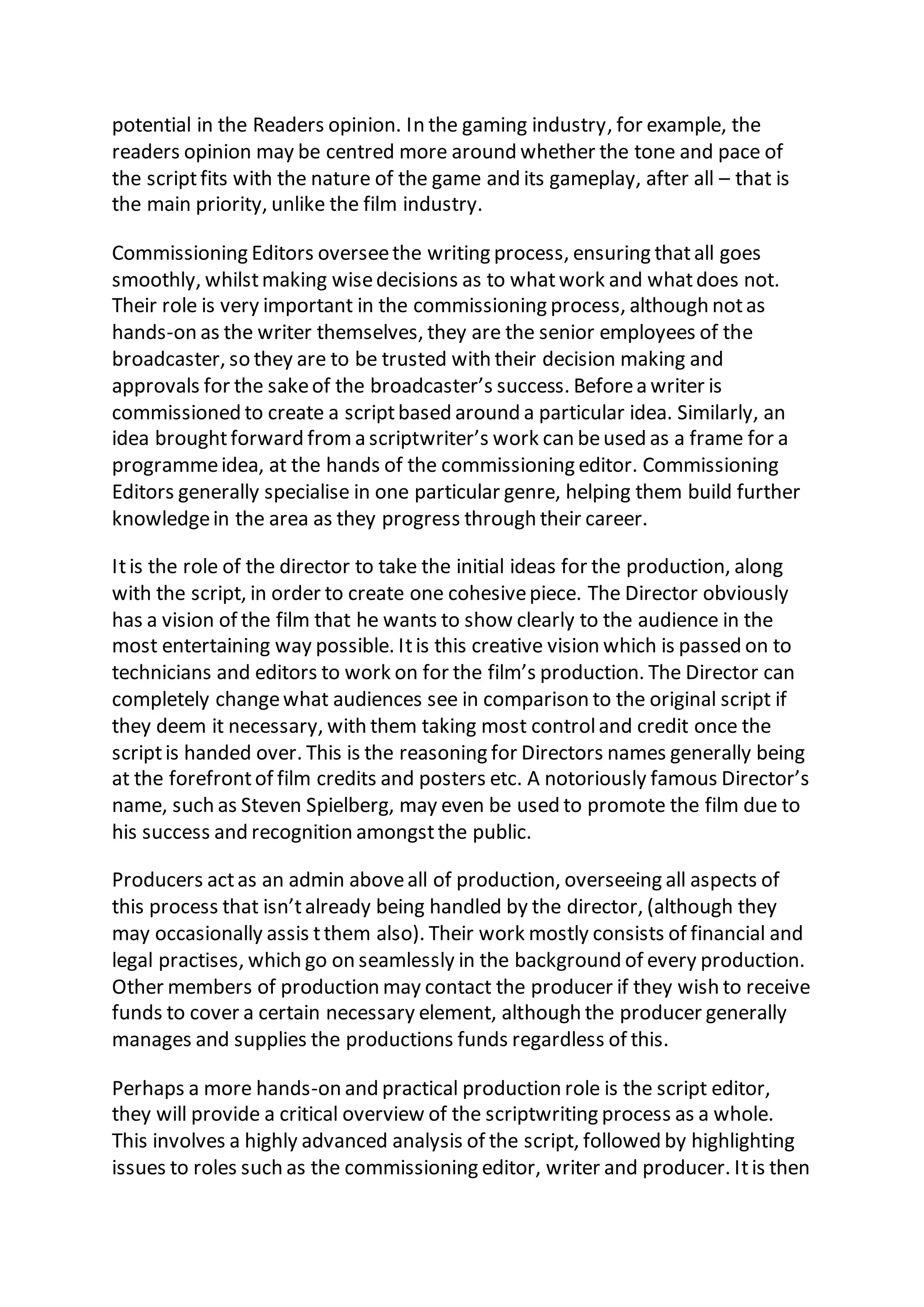 Exploring the role of a scriptwriter | DOCX