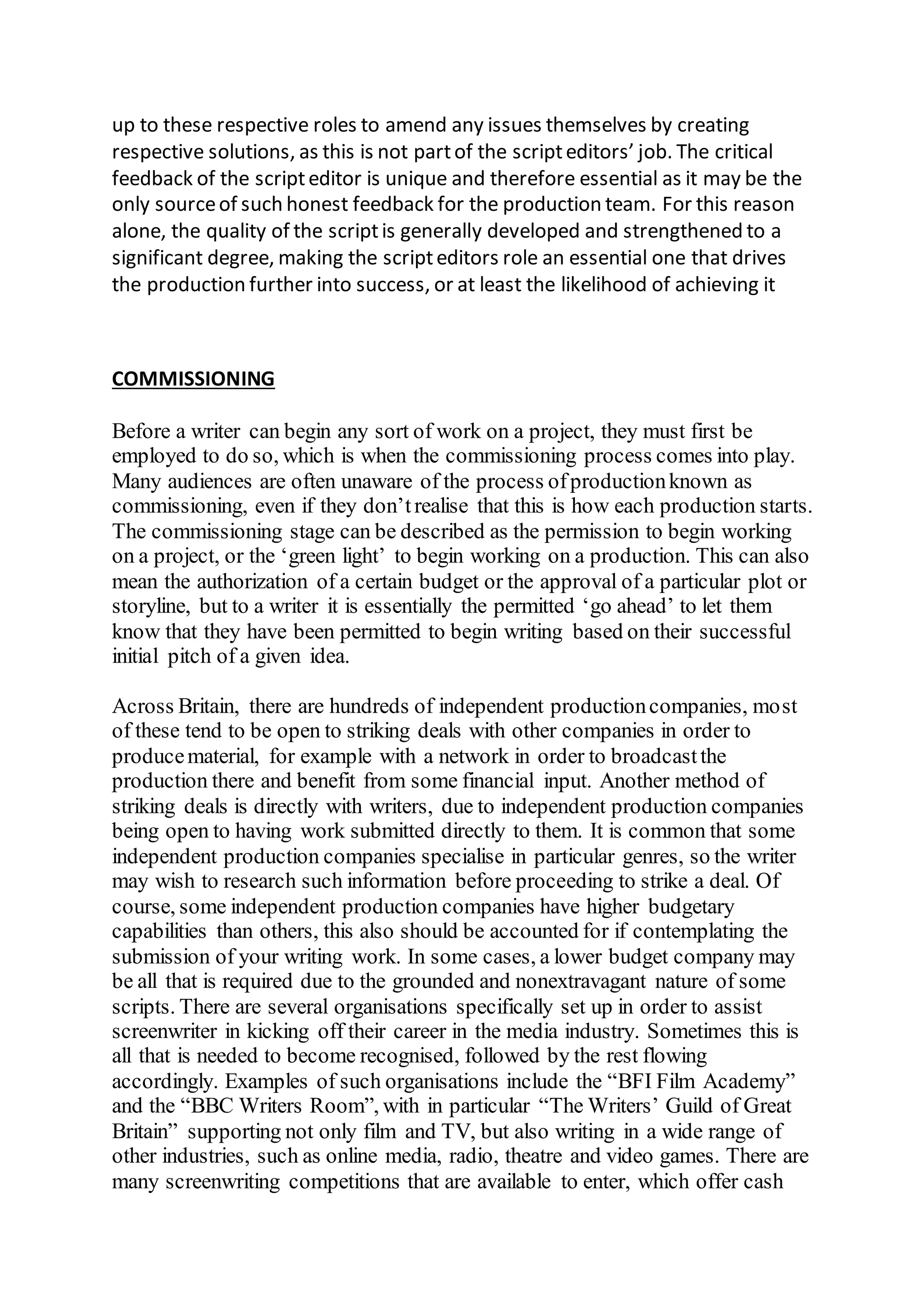 Exploring the role of a scriptwriter | DOCX